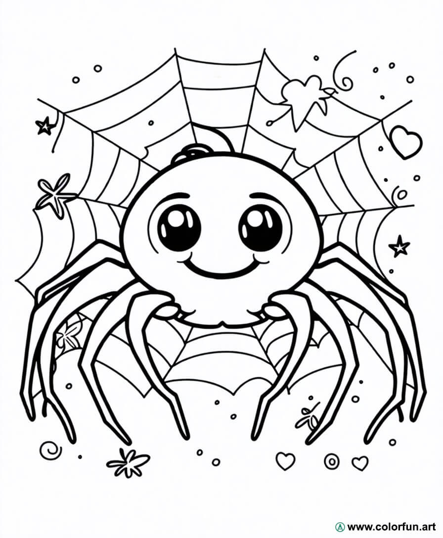 Cute spider coloring page Download or Print for free