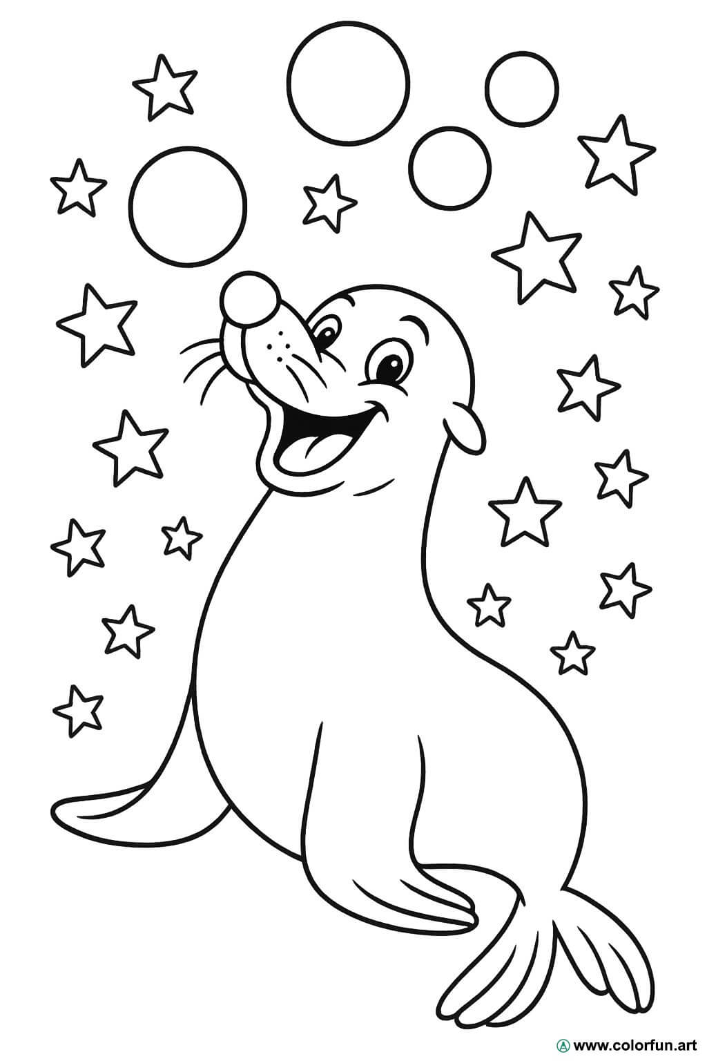 Desenhos para colorir de uma foca divertida Para Baixar ou Imprimir ...