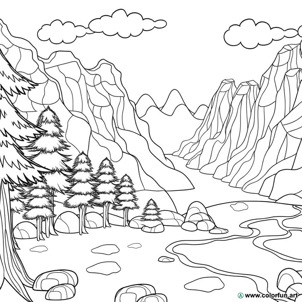 Coloring page of large landscapes Download or Print for free