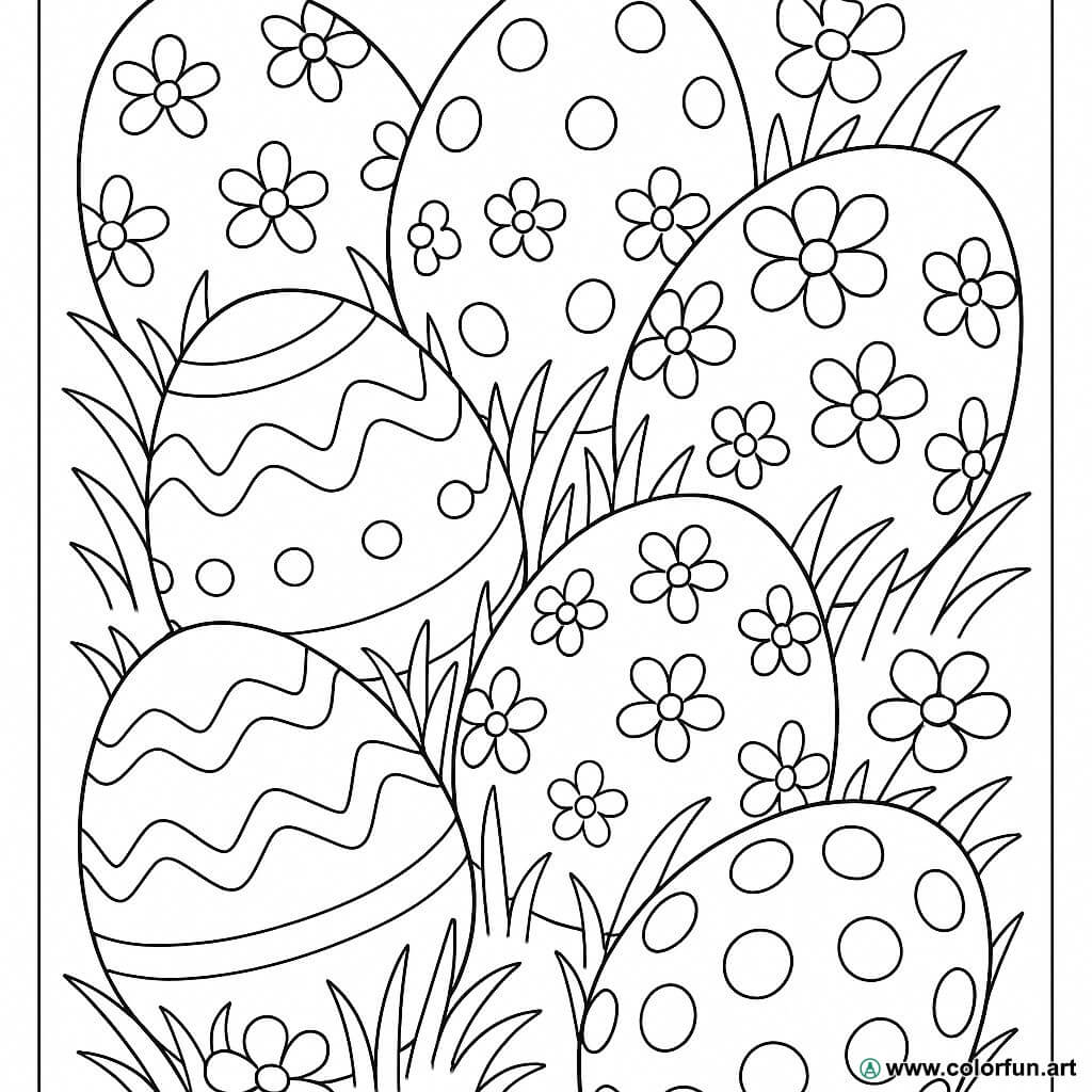 Dibujo para colorear de huevos de Pascua primaverales Descargar o ...