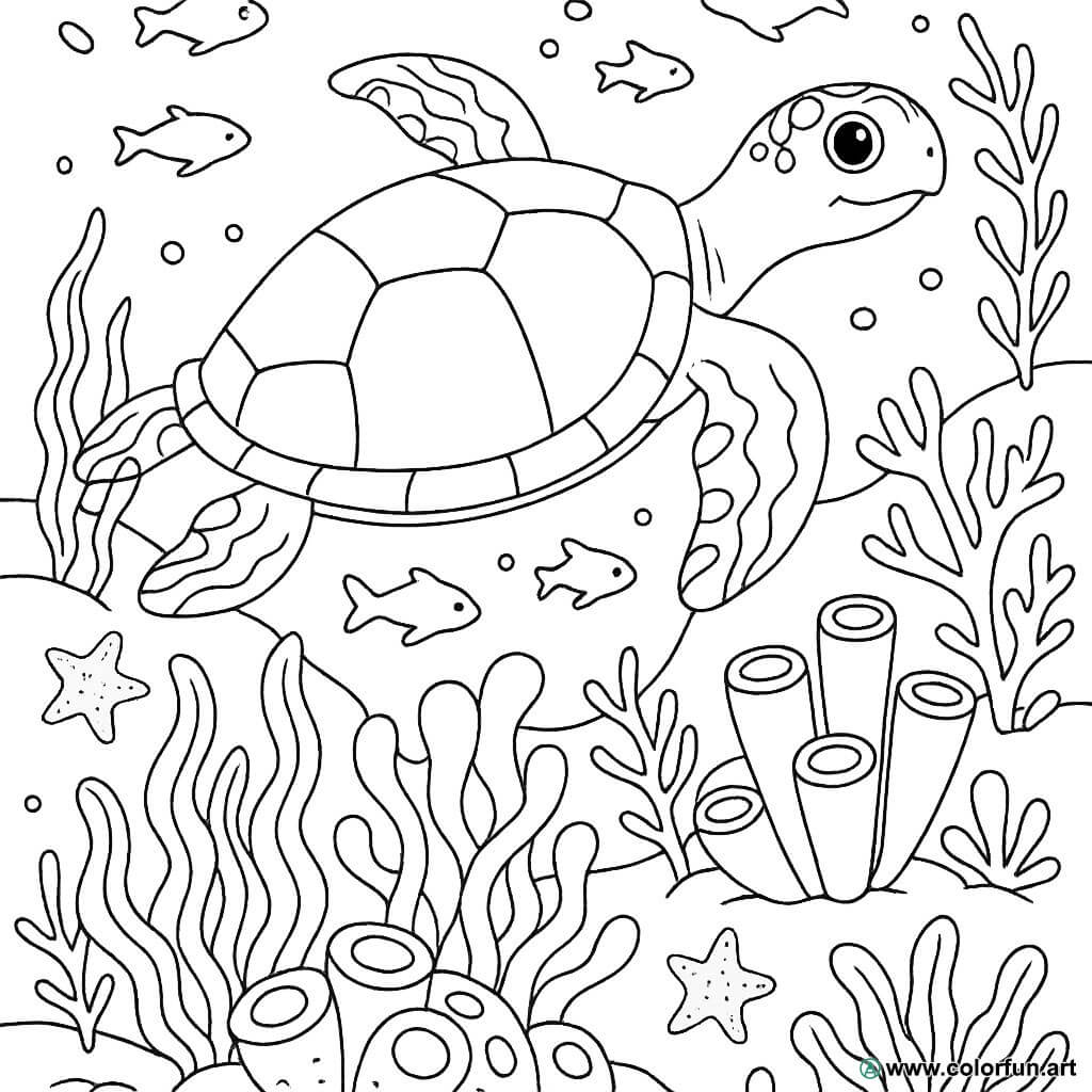 Coloriage de coraux vibrants au fond marin à Télécharger ou à Imprimer ...