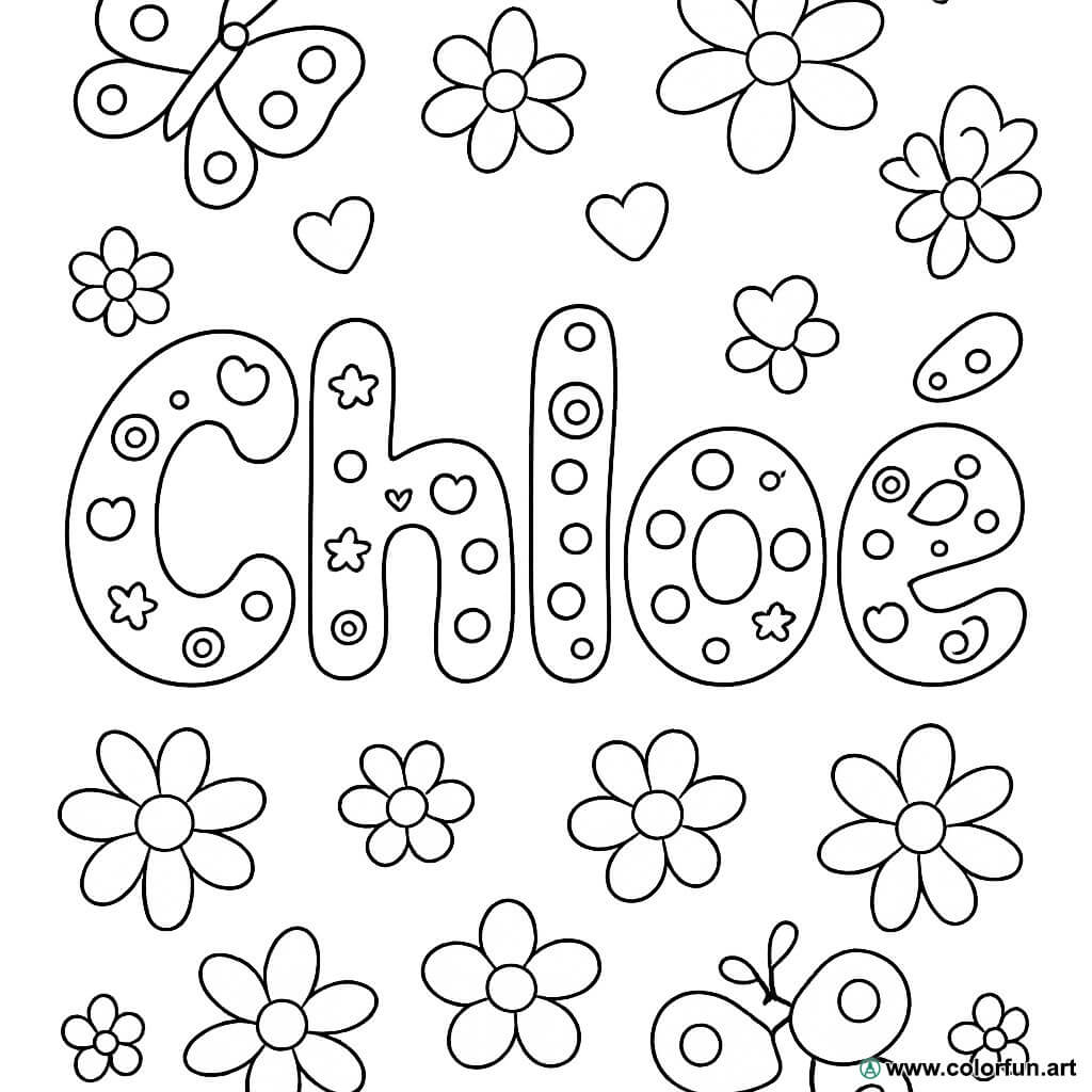 Kleurplaat van de naam Chloé Gratis te downloaden of af te drukken