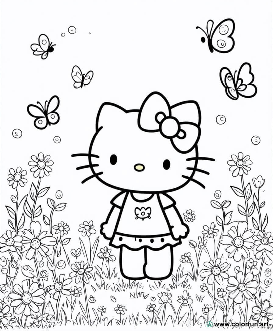 Dibujo para colorear Hello Kitty para las niñas Descargar o Imprimir de ...