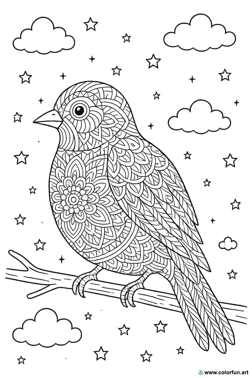 Inspiring mandala bird coloring page Download or Print for free