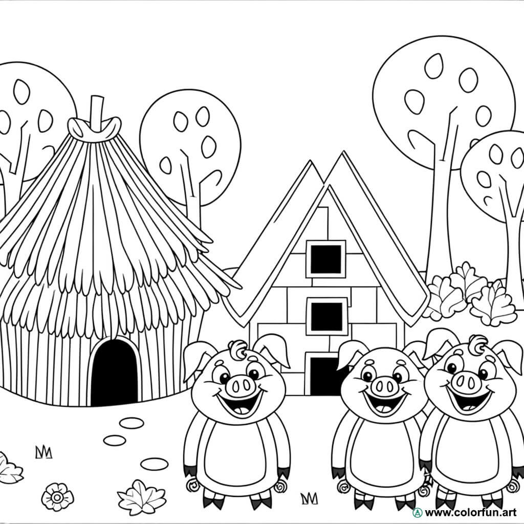 Coloring page of the three little pigs for toddlers Download or Print ...