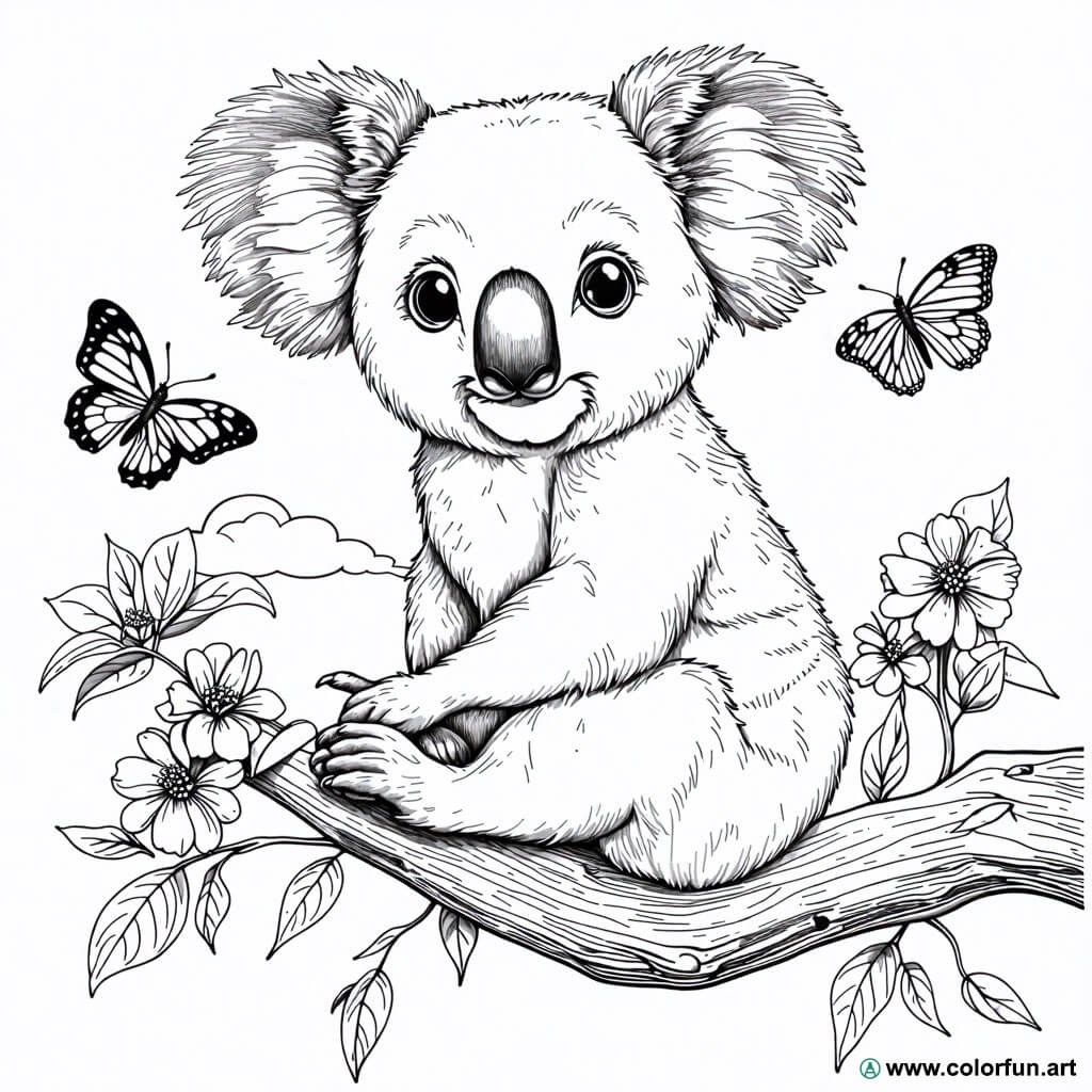 Coloring page of a colorful koala Download or Print for free