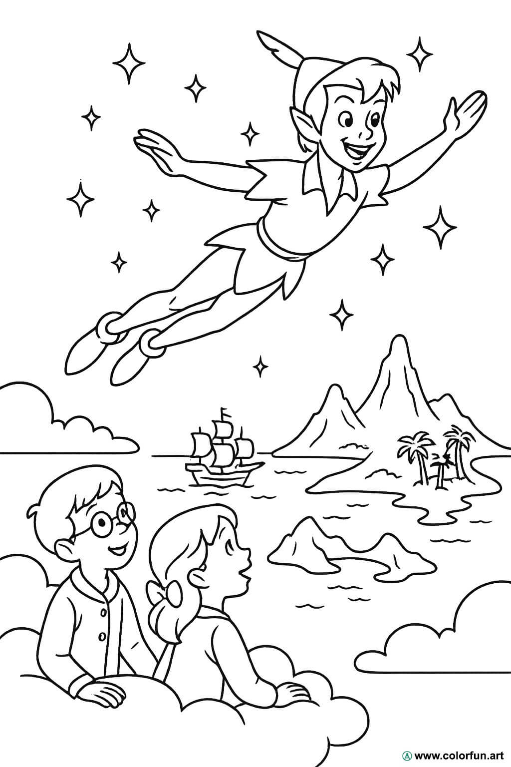 Dibujo Para Colorear De Peter Pan En La Imaginación Descargar O