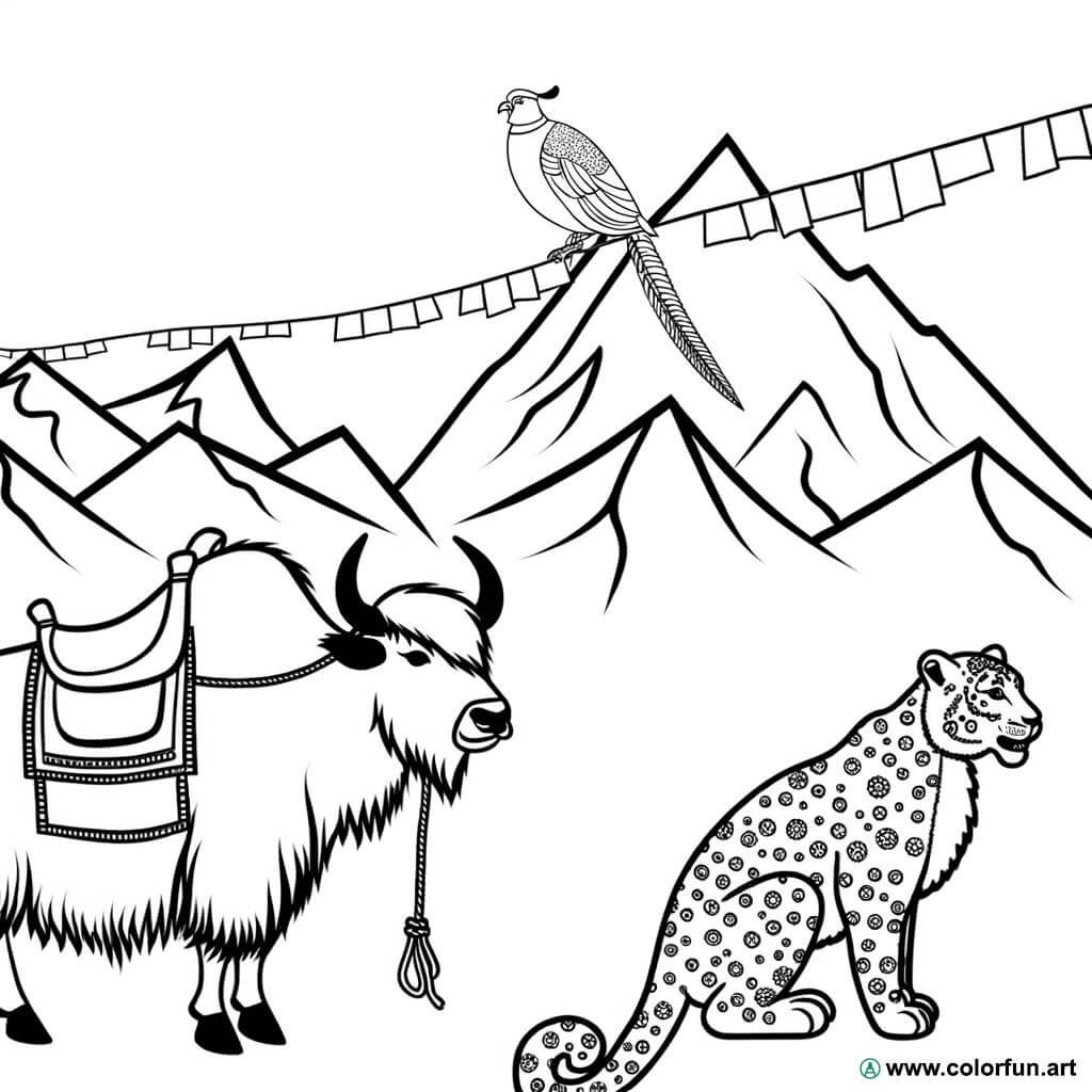 Everest Animals Coloring Page Download or Print for free