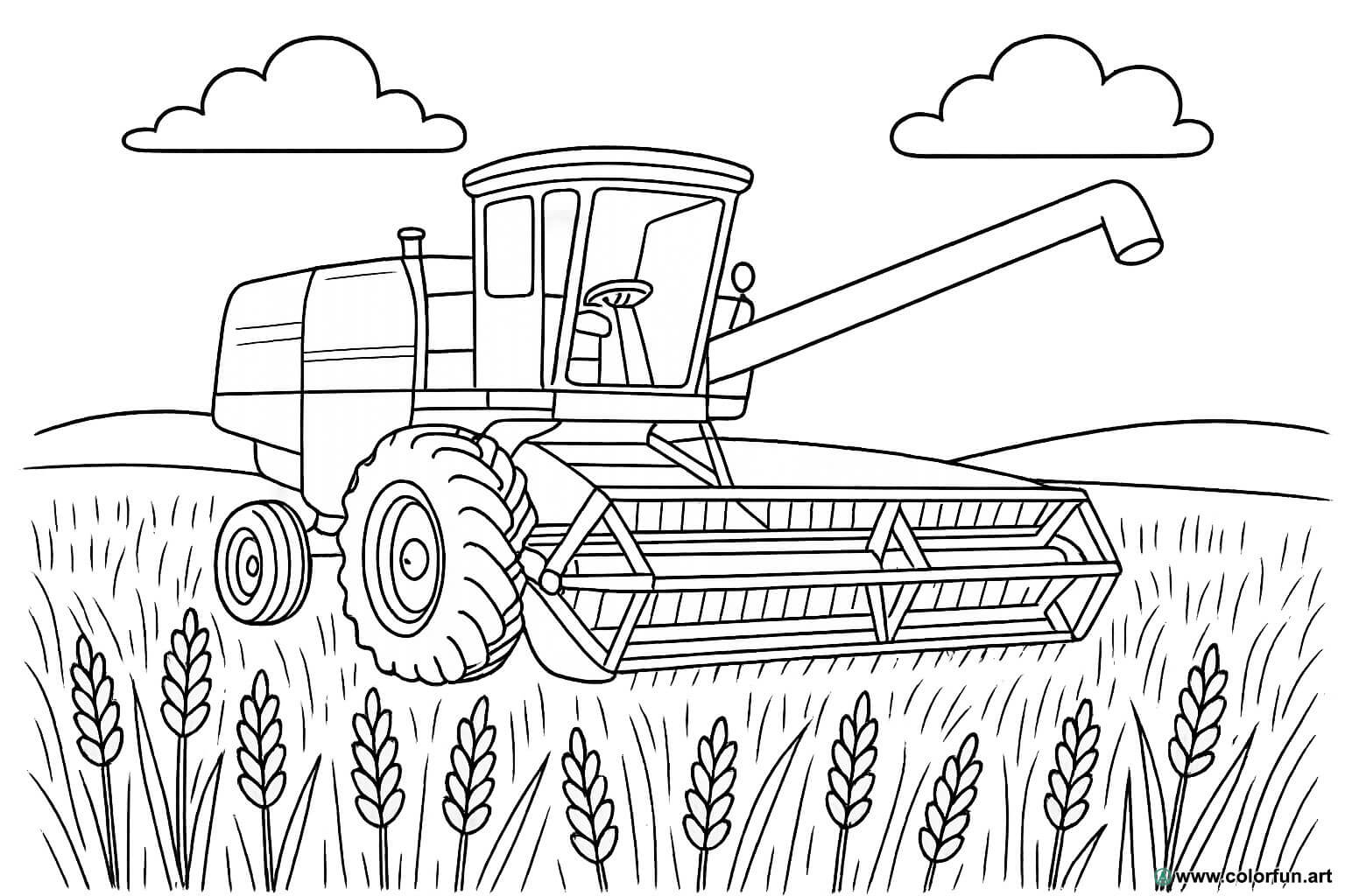 Coloring page of a vintage-style combine harvester Download or Print ...