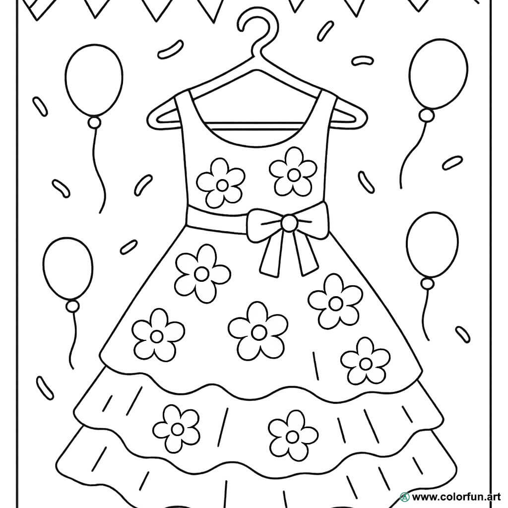 Party dress coloring page Download or Print for free