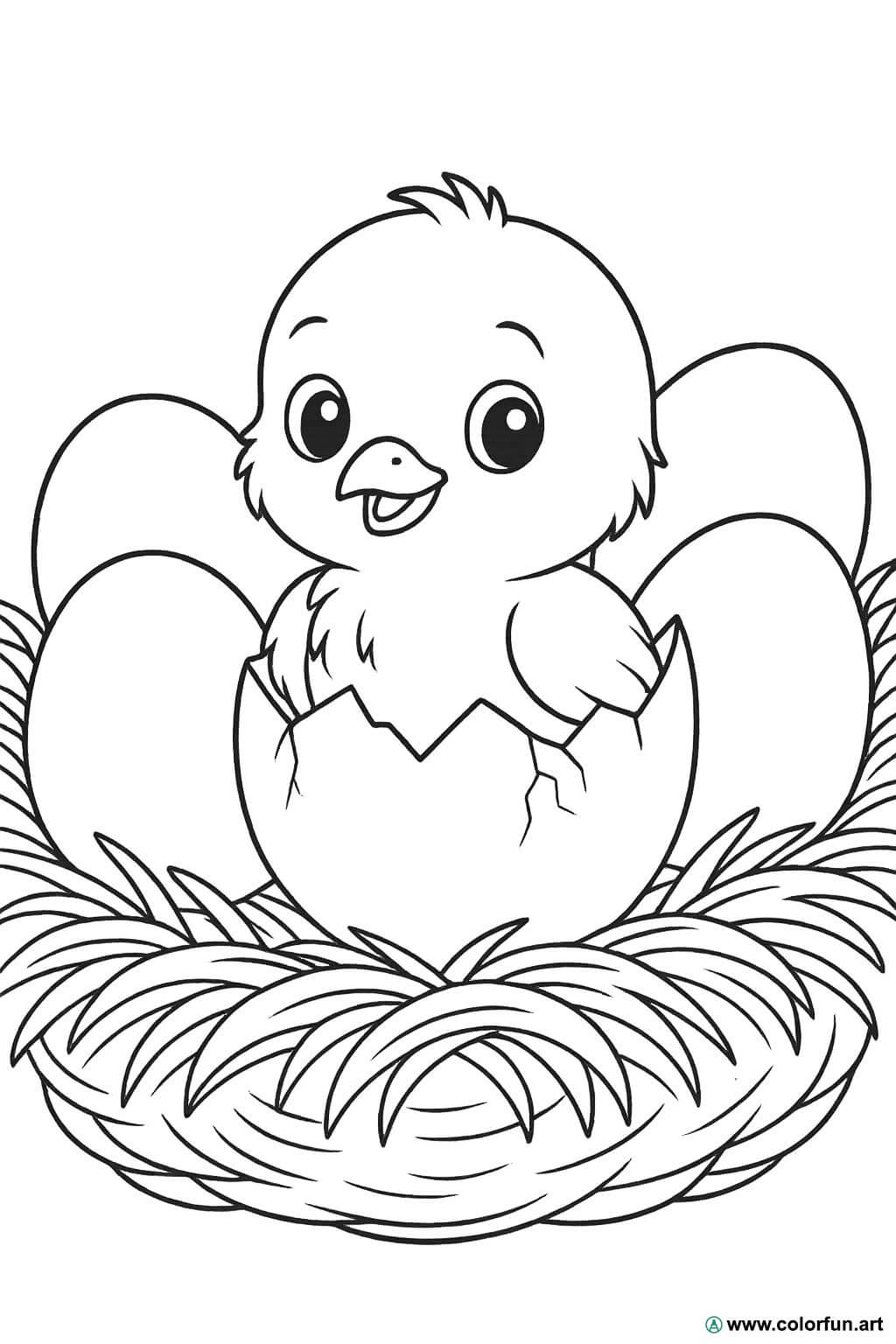 Dibujo para colorear de pollito y huevos Descargar o Imprimir de forma ...