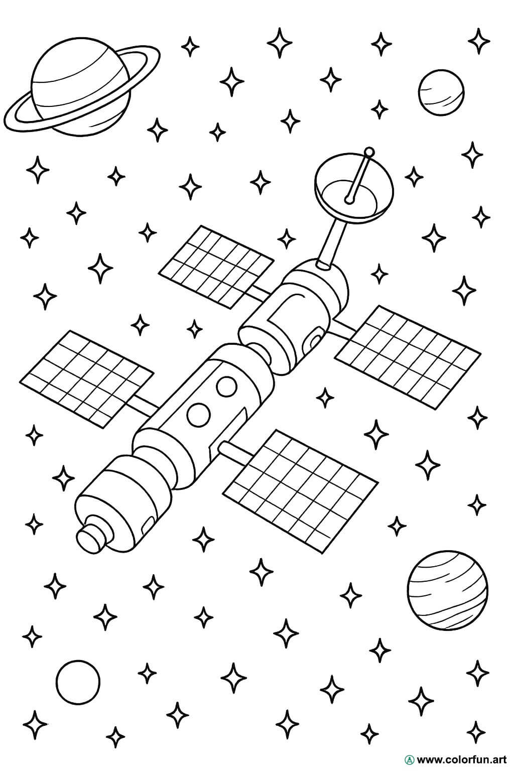Space station coloring page Download or Print for free