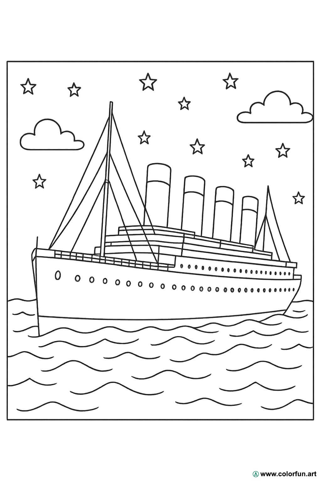 Difficult Titanic coloring page Download or Print for free