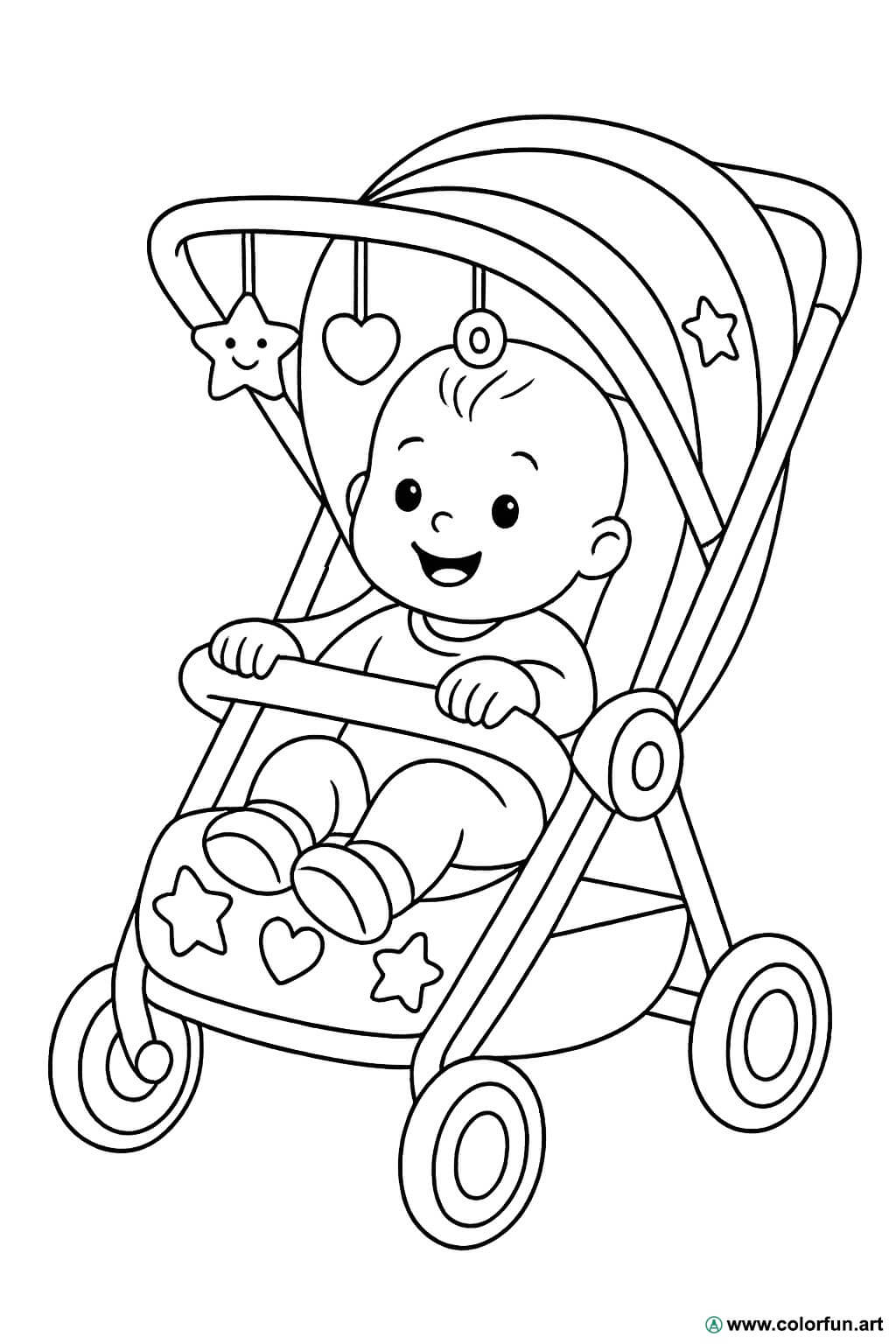 Baby in a stroller coloring page Download or Print for free