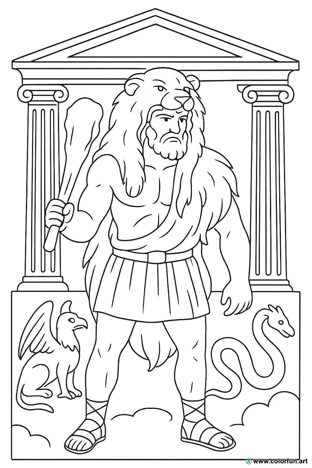 Hercules and his legend coloring page Download or Print for free