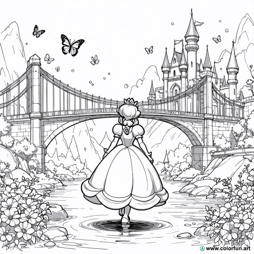 Princess Peach Adventure Coloring Page Download or Print for free