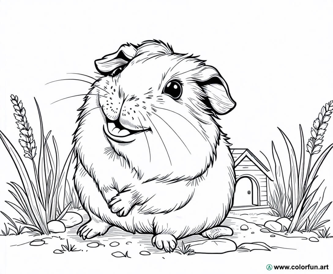 Dibujo para colorear de un lindo cobayo Descargar o Imprimir de forma ...