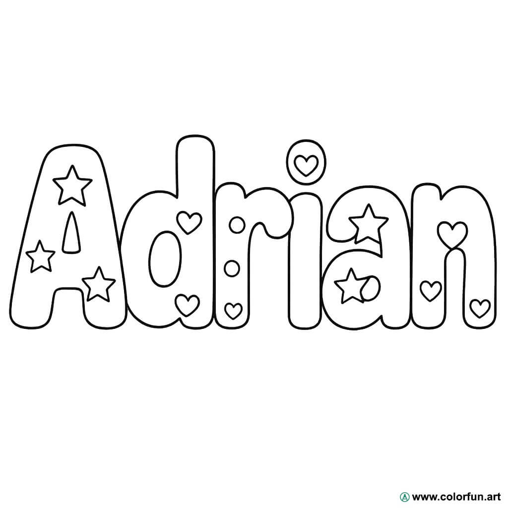 Coloring page of the name Adrian Download or Print for free