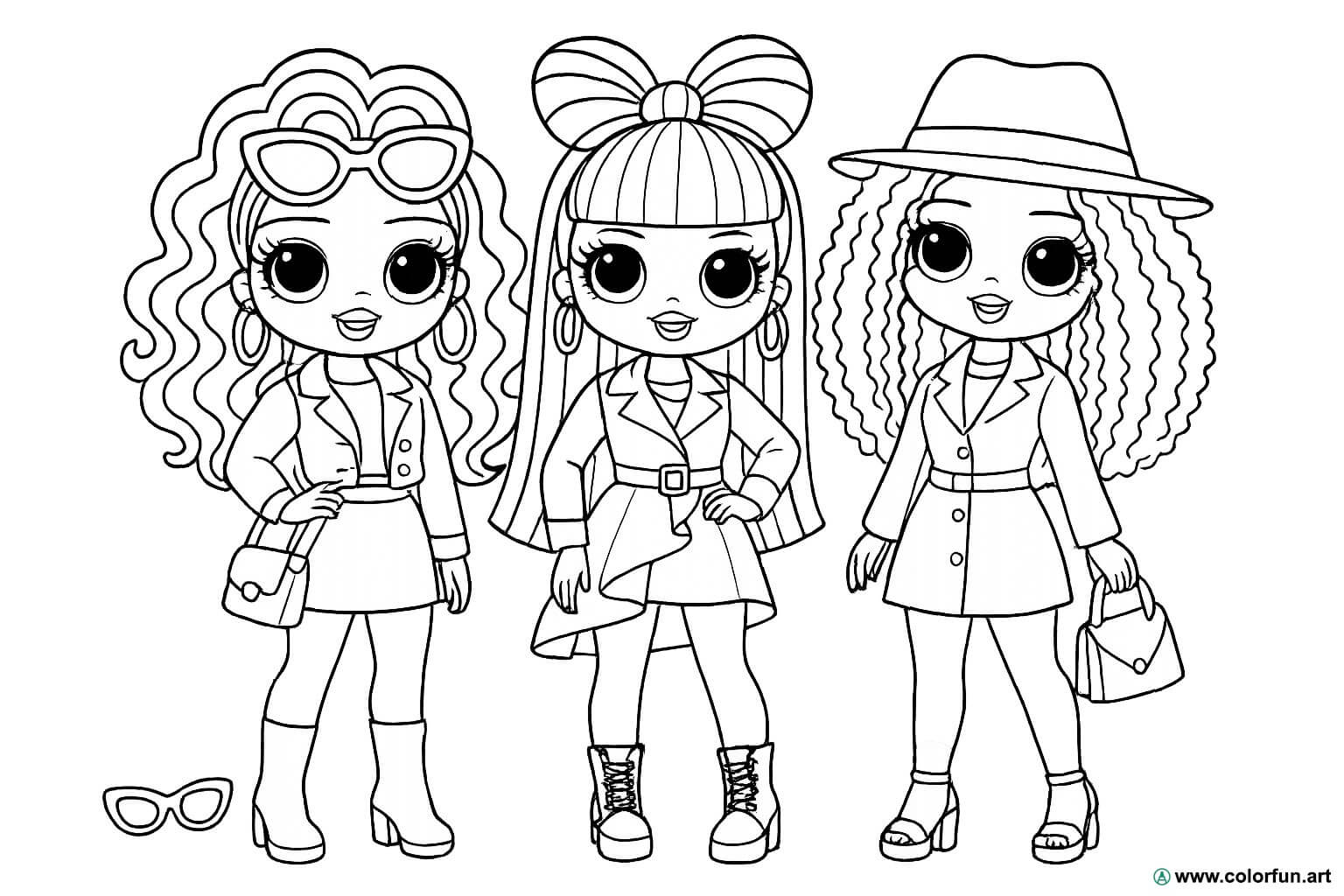 Coloring page of the LOL OMG doll and her friends Download or Print for ...