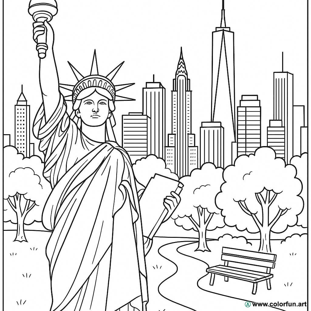 New York coloring page at Central Park Download or Print for free