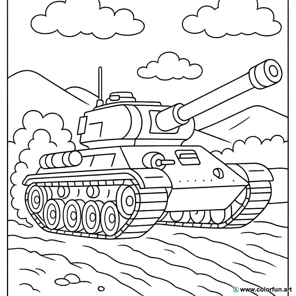 Tank in action coloring page Download or Print for free
