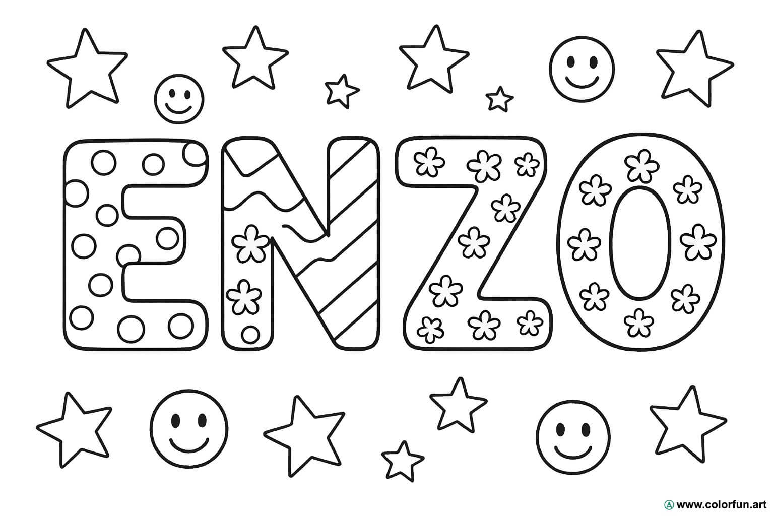 Dibujo para colorear del nombre Enzo Descargar o Imprimir de forma gratuita