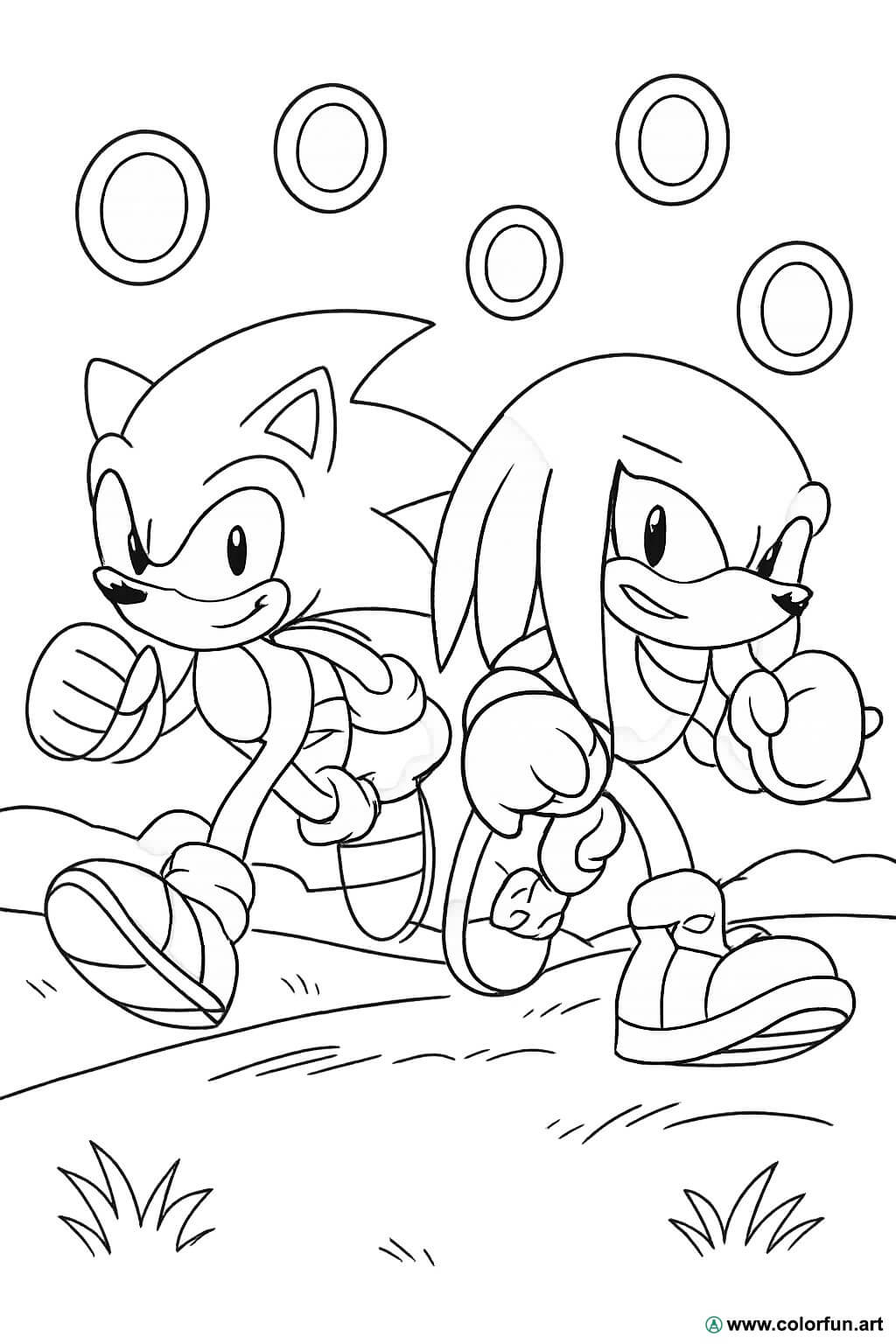 Sonic and Knuckles coloring page Download or Print for free