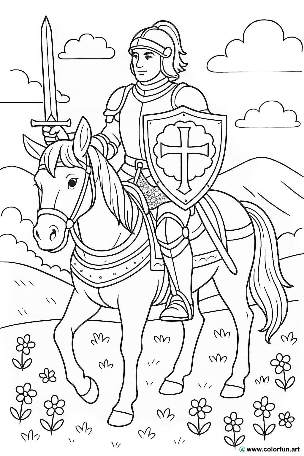 Kleurplaat van de ridder van de ronde tafel Gratis te downloaden of af ...