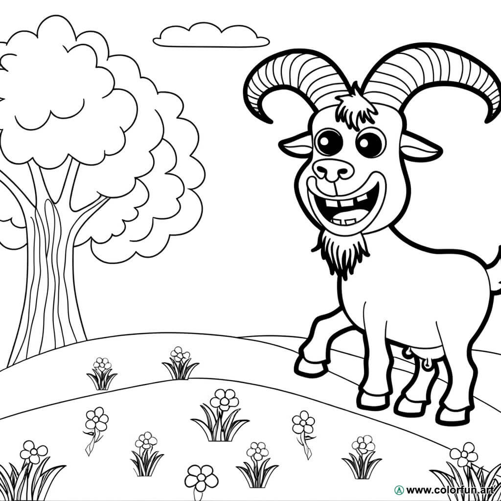 Coloriage de chèvre en plein air à Télécharger ou à Imprimer gratuitement
