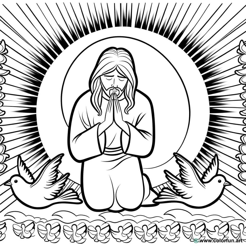 Jesus in Prayer Coloring Page Download or Print for free