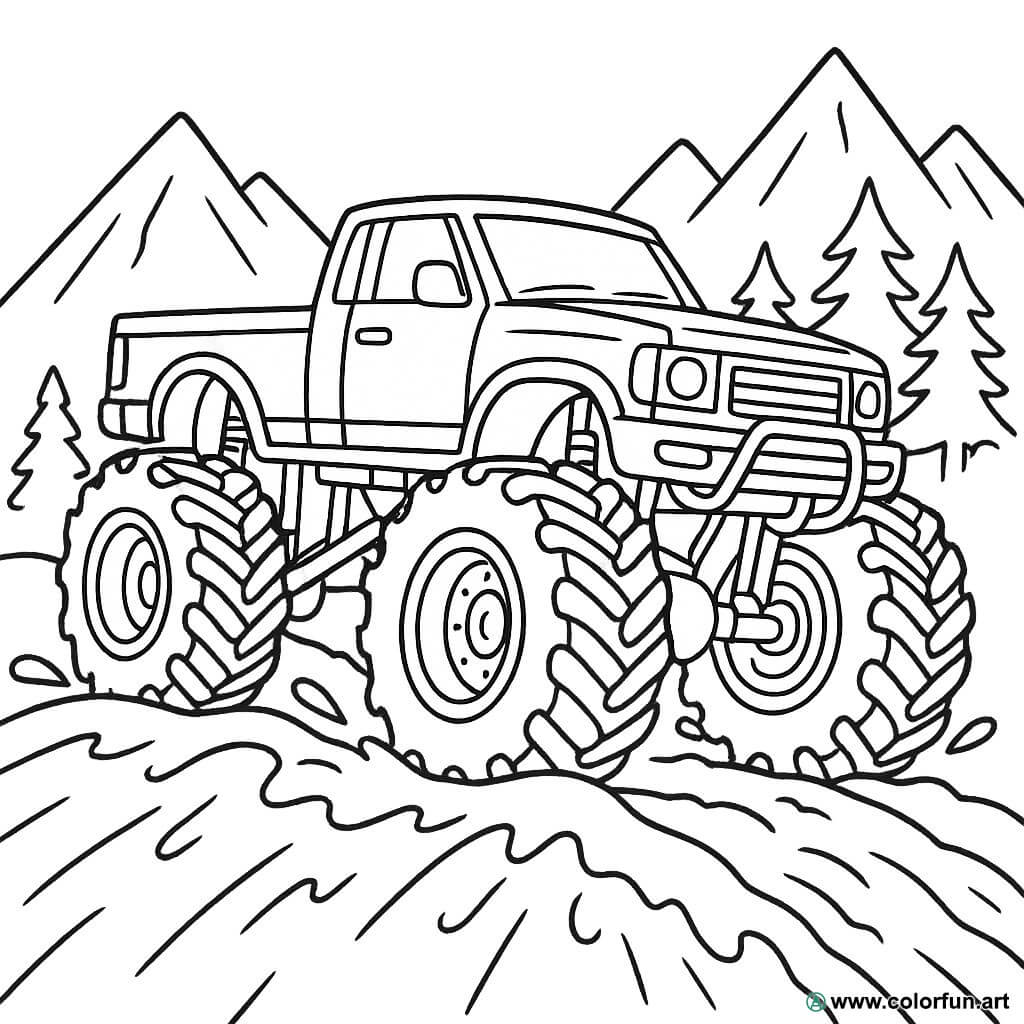 4x4 Monster Truck coloring page Download or Print for free