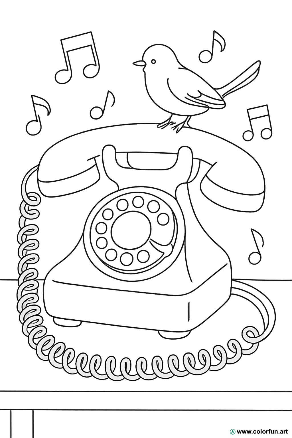Vintage phone coloring page Download or Print for free