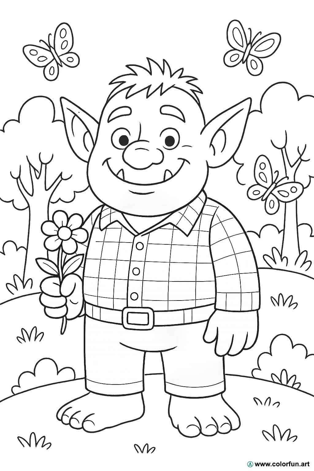 Coloriage d'un ogre mignon à Télécharger ou à Imprimer gratuitement