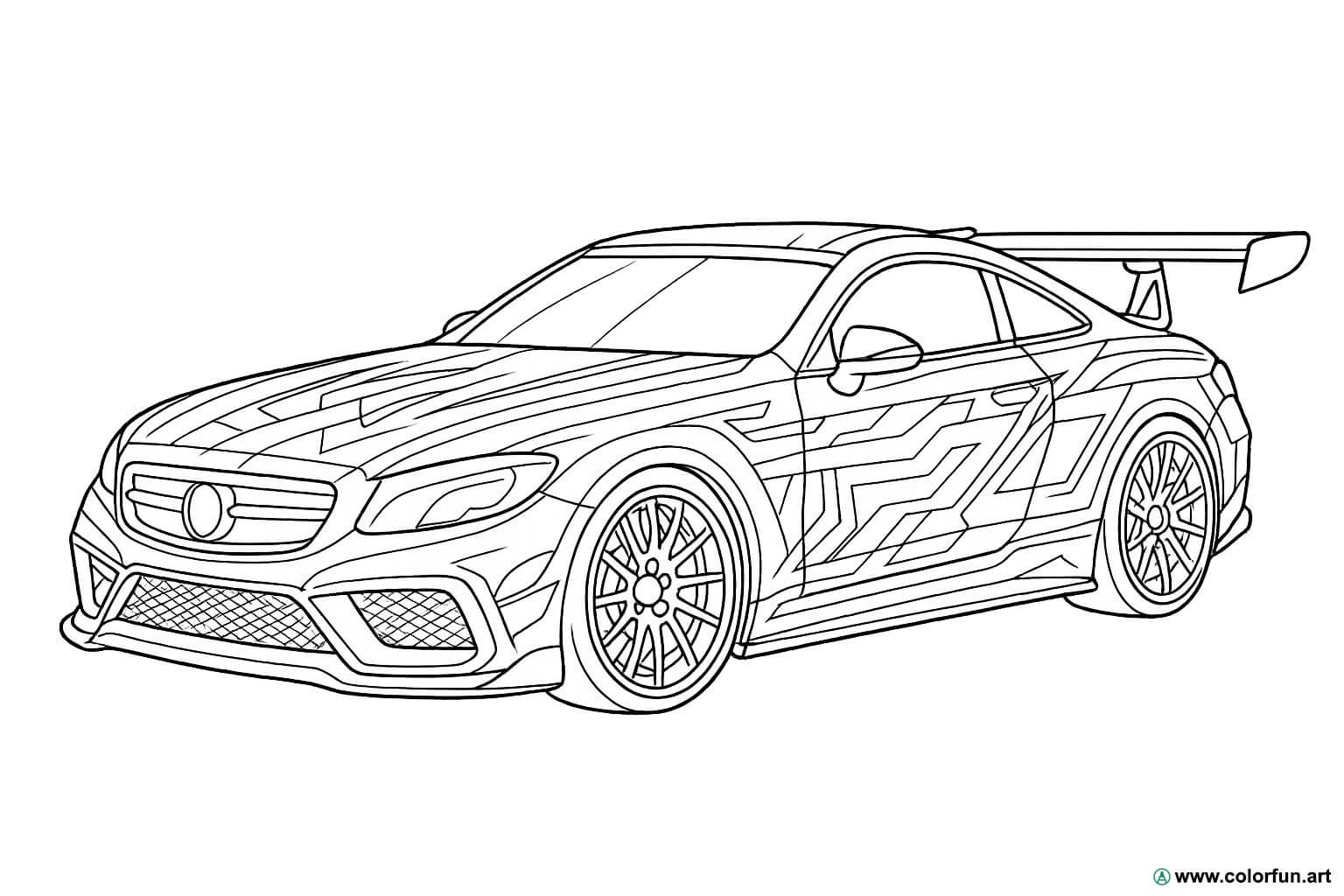 Coloring page of a custom-tuned sports car Download or Print for free