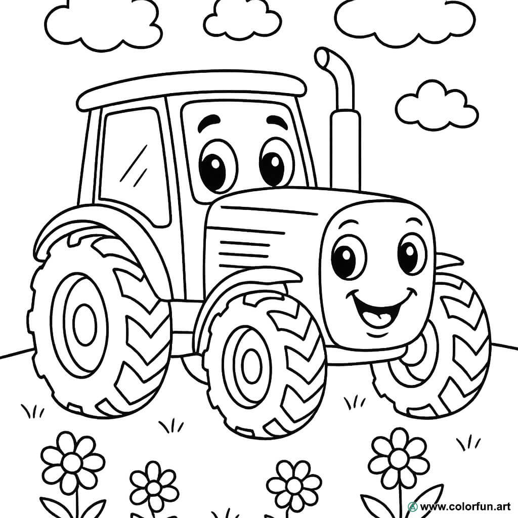 Cute tractor coloring page Download or Print for free