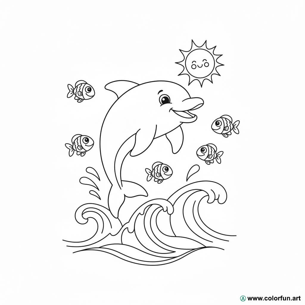 Dolphin coloring page for children Download or Print for free