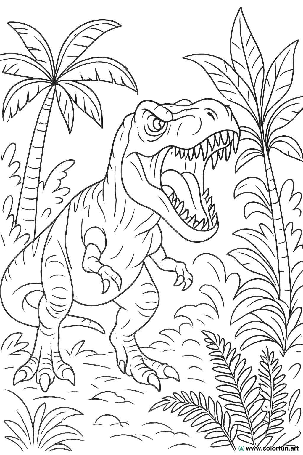 Angry Tyrannosaurus coloring page Download or Print for free