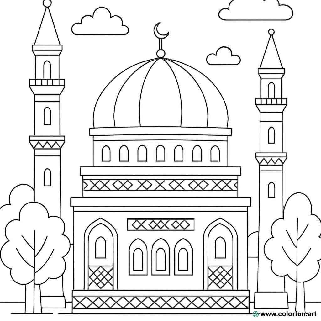Artistic mosque coloring page Download or Print for free
