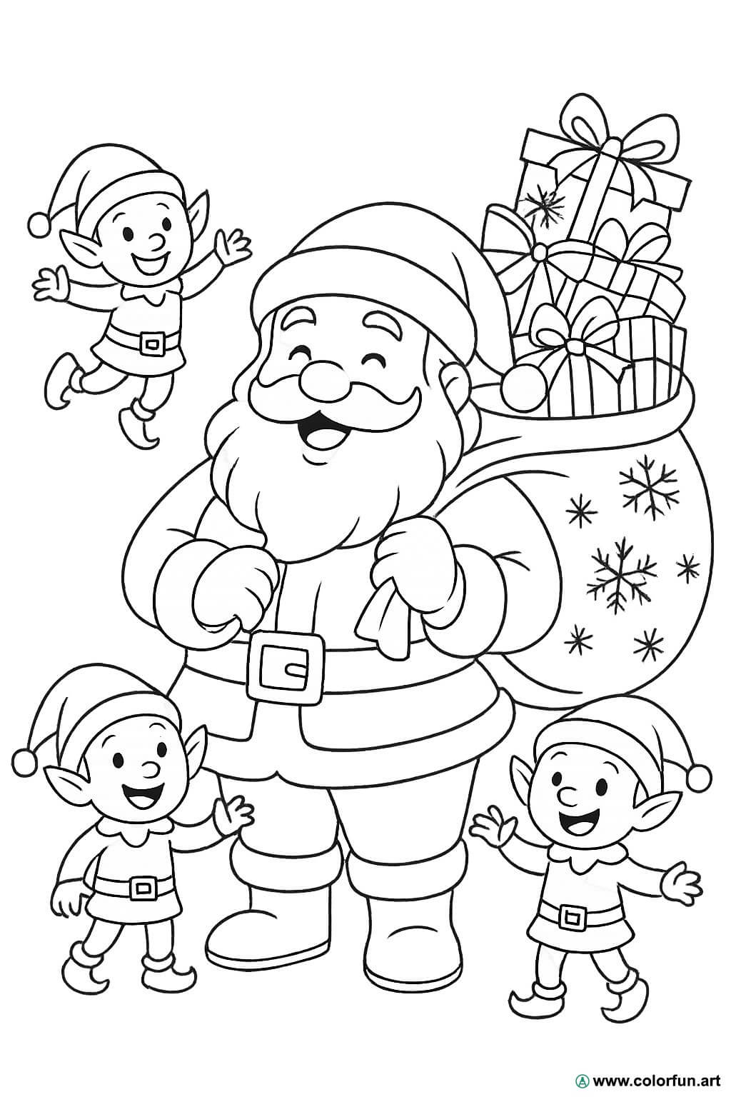 Dibujo para colorear de regalo de Navidad con temática de Papá Noel ...