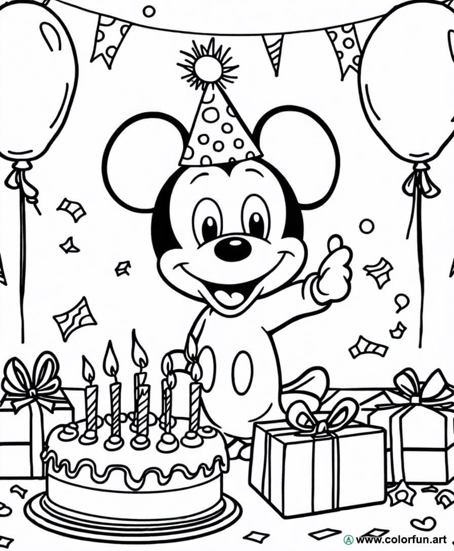 Pages à Colorier Pour L'anniversaire De Mickey Mouse