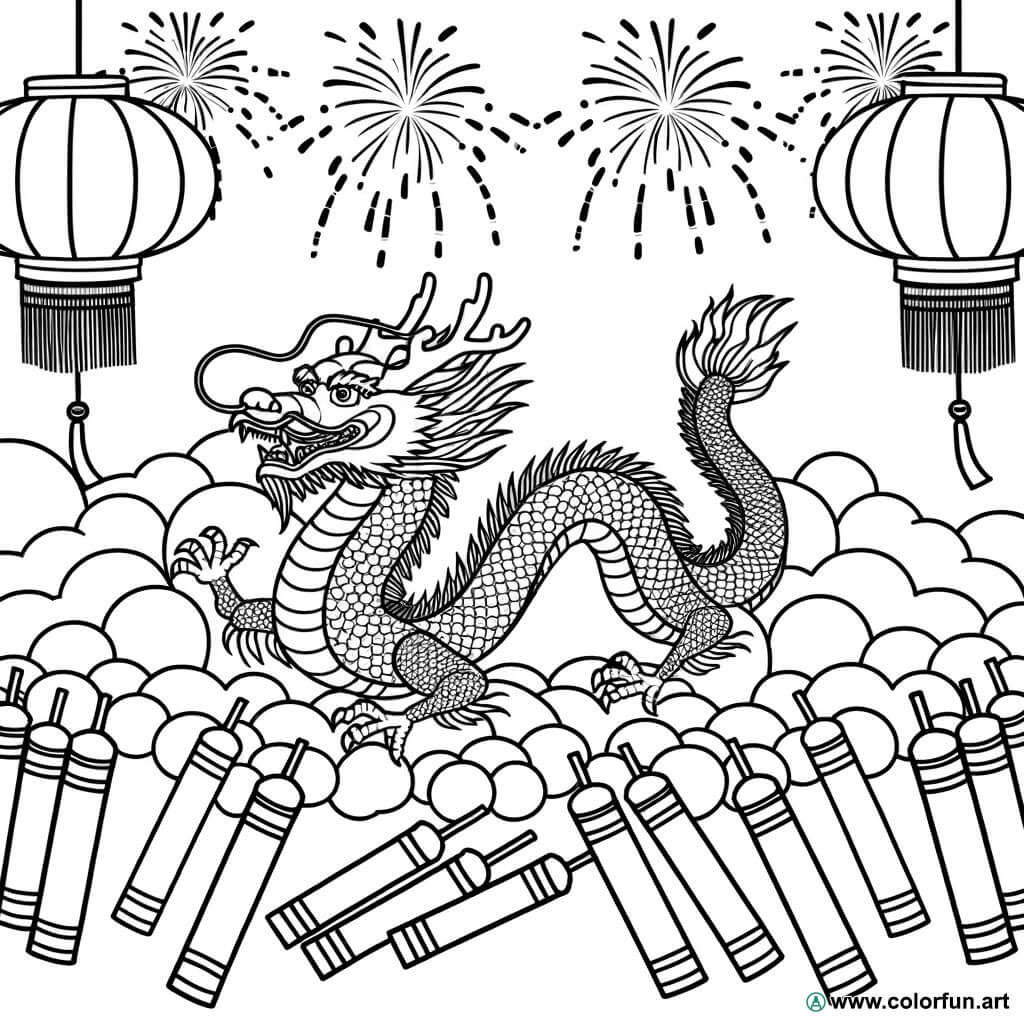 Dibujo para colorear de los símbolos del Año Nuevo chino Descargar o ...