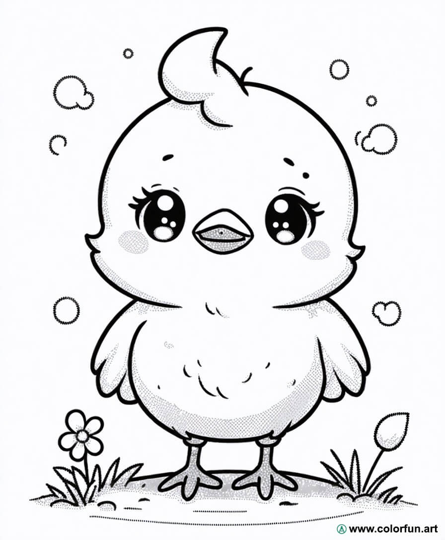 Coloriage de poussin kawaii à imprimer à Télécharger ou à Imprimer ...