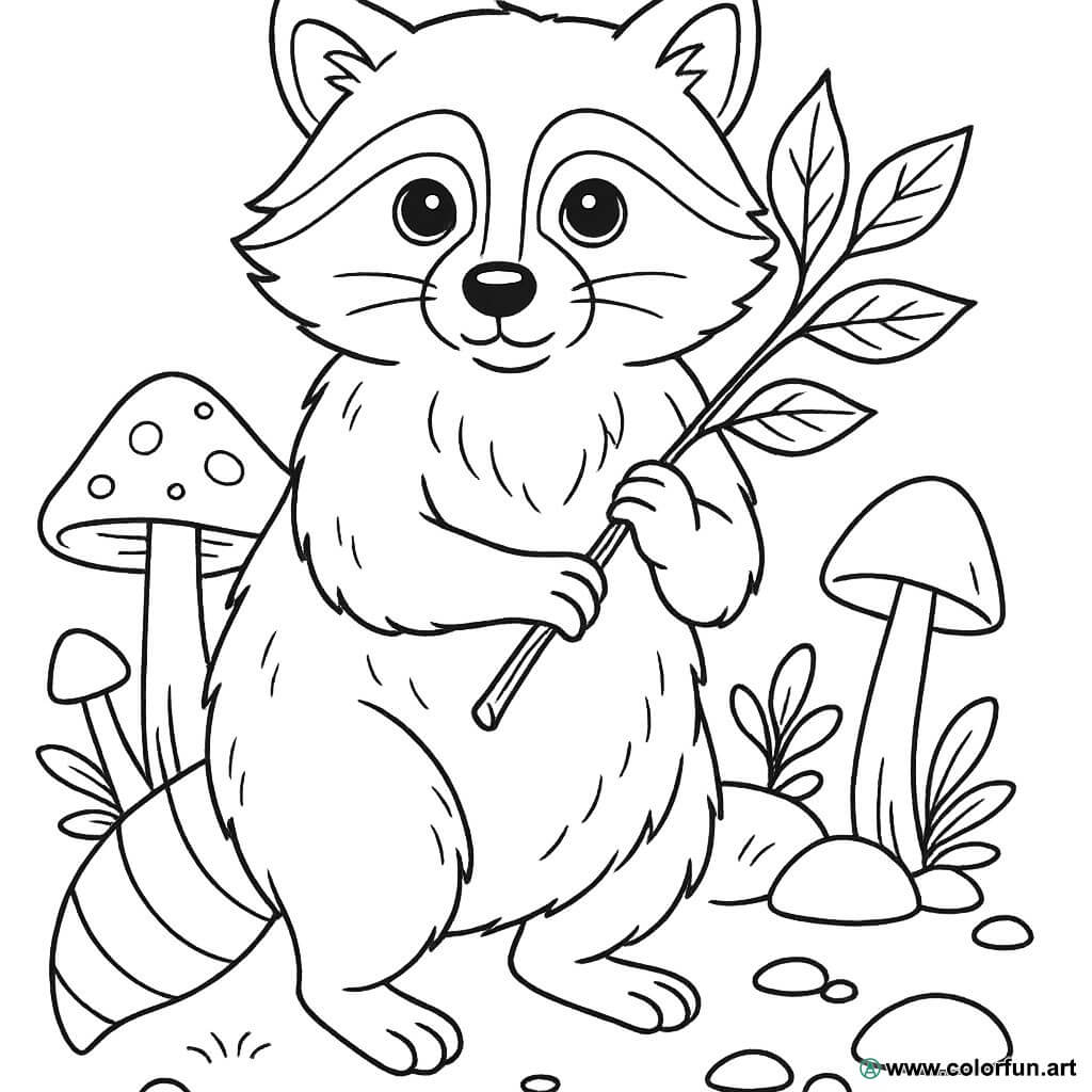 Dibujo para colorear de un mapache realista Descargar o Imprimir de ...