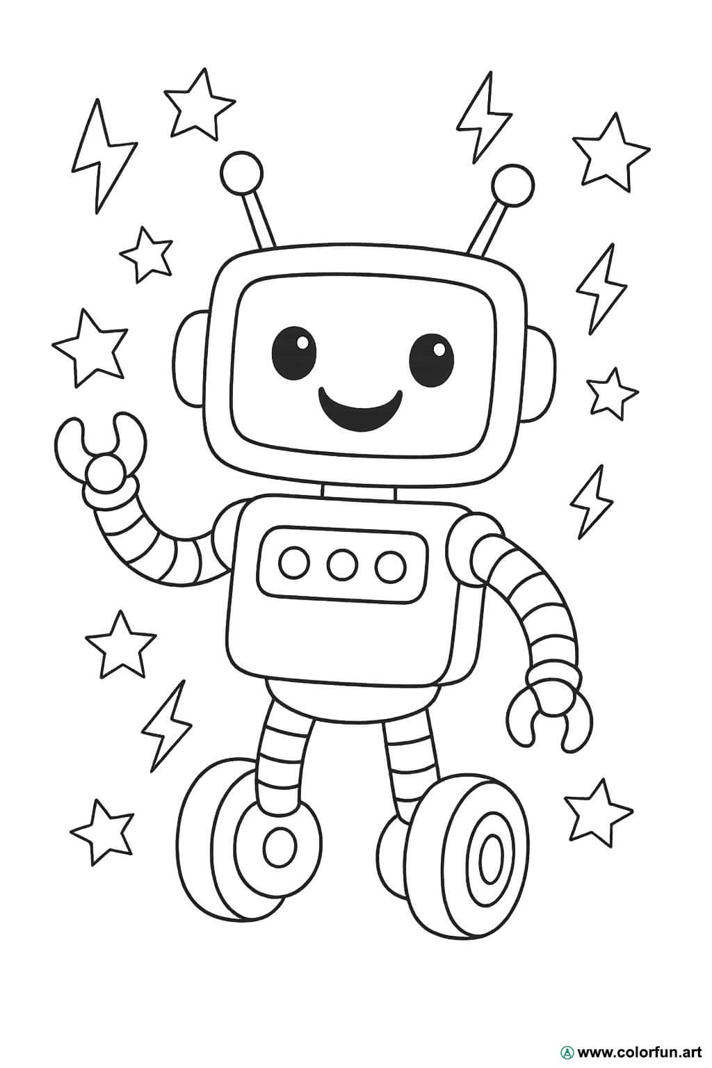 Planșă de colorat cu robot cartoon Descărcați sau tipăriți gratuit