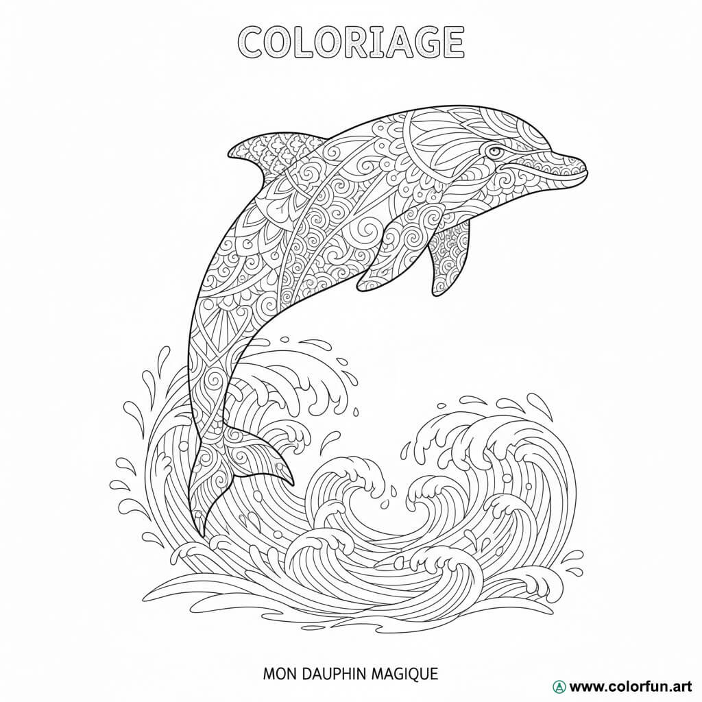 Complex dolphin coloring page Download or Print for free