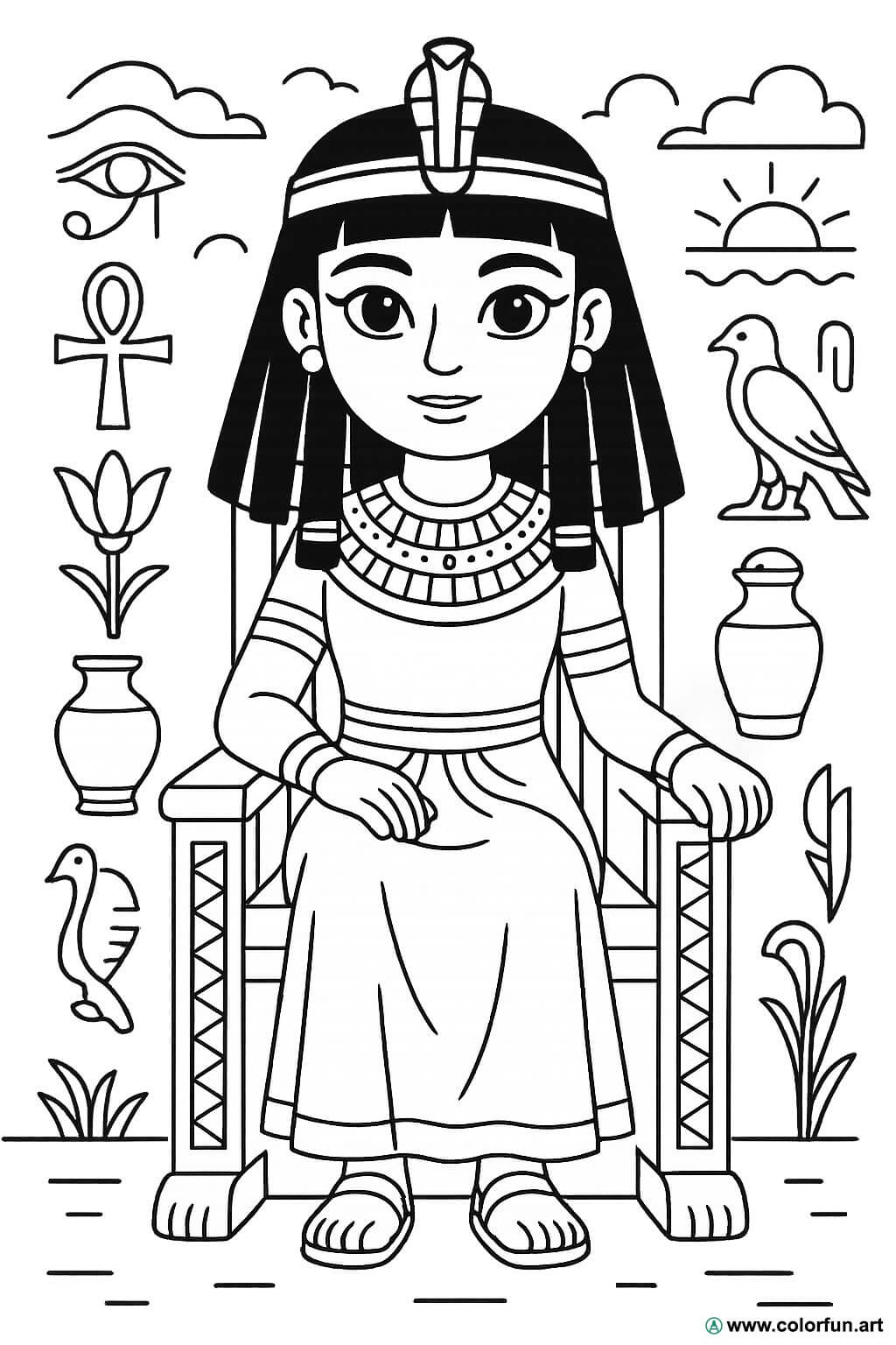 Coloring page of Cleopatra in art Download or Print for free