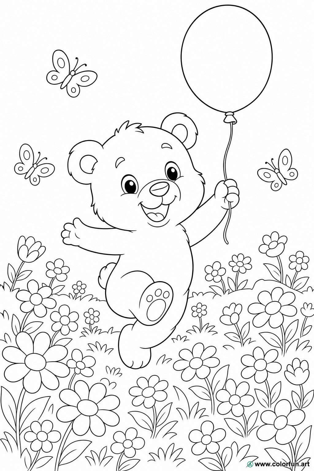 Coloring page of a little bear playing Download or Print for free