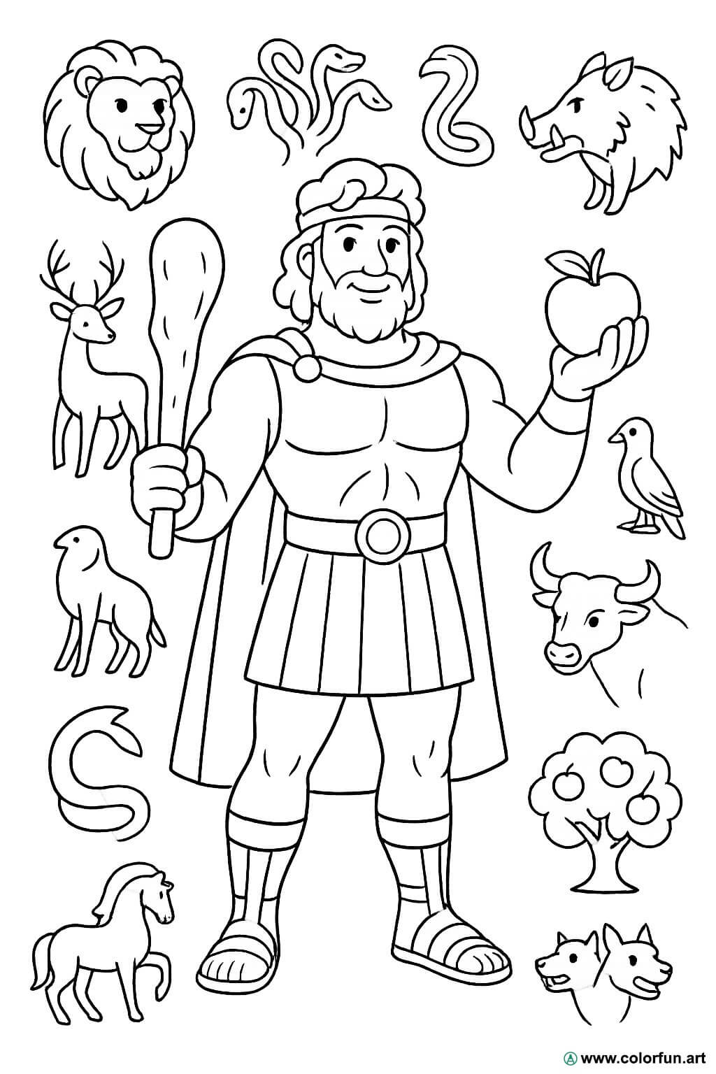 Hercules coloring page and his coloring pages Download or Print for free