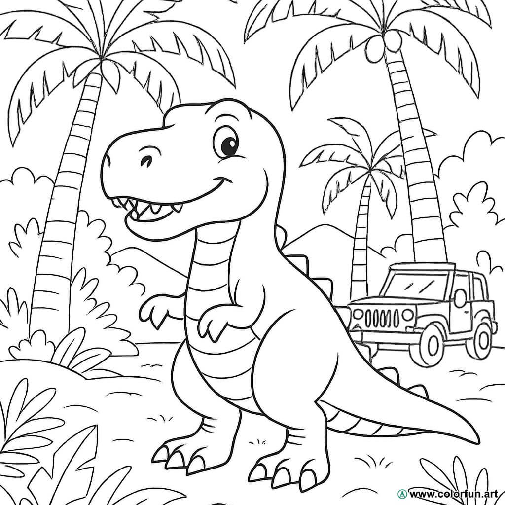 Jurassic Park T-Rex coloring page Download or Print for free