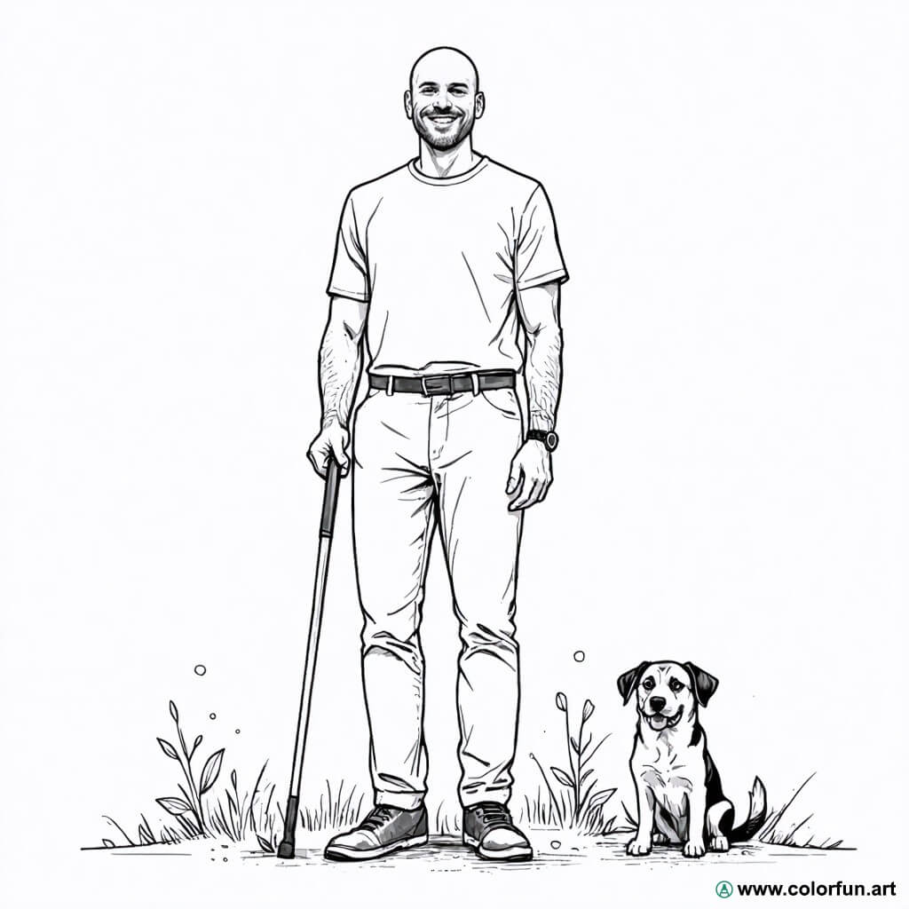 Coloring page of a bald man Download or Print for free